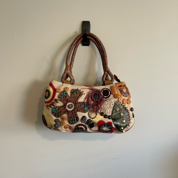 Braccialini | Bags | Vintage Braccialini Mixed Media Beaded Floral Boho ...